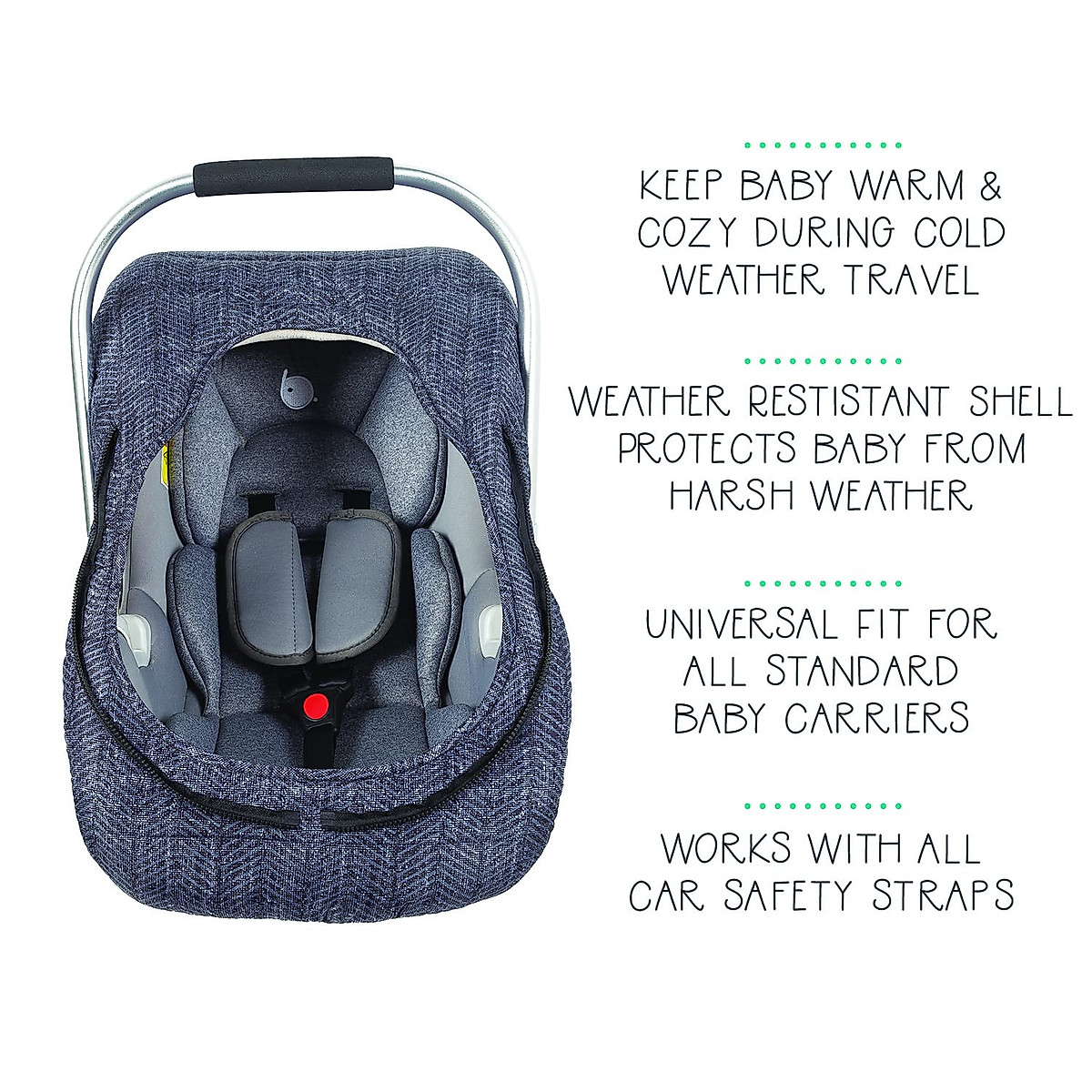 The Peanutshell Car Seat Cover, Winter Carseat Canopy, Grey Herringbone