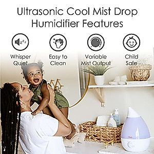 Crane Ultrasonic Cool Mist Humidifier for Bedroom, Baby Nursery, Kids Room, Plants, or Office, Large 1 Gallon Tank, Filter Optional, White