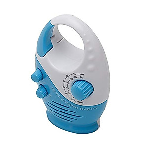 Waterproof Shower Radio, Splash Proof AM/FM Radio with Top Handle for Bathroom Outdoor Use - Built-in Speaker & Adjustable Volume(Blue and White)
