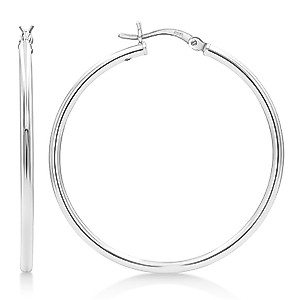 KEZEF 925 Sterling Silver Hoop Earrings For Women, Men | 2mm Thin High Polished Silver Hoop Earrings Hypoallergenic | Lightweight Jewelry Earring 40mm Diameter