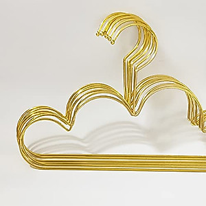 jojofuny 5Pcs Cloud Hangers for Kids Clothes, Gold Cloud Shape Kids Hangers Metal Non Slip Children Clothes Coat Sweater Hangers