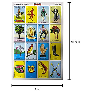 Loteria Mexicana Tradicional Jumbo Don Clemente 10 Jugadores 100 Fichas Poker - Jumbo Size Mexican Bingo Set with 100 Plastic Chips for 10 Players Board Game