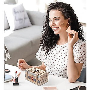 CoTa Global Neptune Wooden Jewelry Box - Handcrafted Nautical Trinket with Starfish and Boat Anchor Decorations, Accent Tabletop Home Decor, Beach Starfish Jewelry Storage Organizer - 6.5 Inches