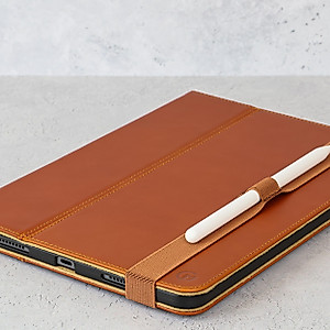 Casemade Real Leather Case Compatible with iPad 9.7” 5th/6th Gen (2017/2018) - Full-Grain Leather Cover, Auto Sleep/Wake, Dual Stand Position (Tan)