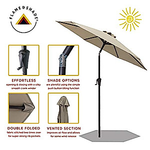 FLAME&SHADE 7.5 ft Outdoor Market Patio Table Umbrella with Tilt, Taupe