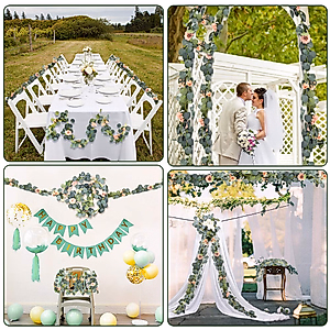 BigOtters 6Ft Artificial Flower Vine, Fake Silk Eucalyptus Garland Leaves Vine Artificial Berry Vine Hanging Vine Flowers Garland for Outdoor Wedding Backdrop Wall Decor Party Arch Garden Home Favor