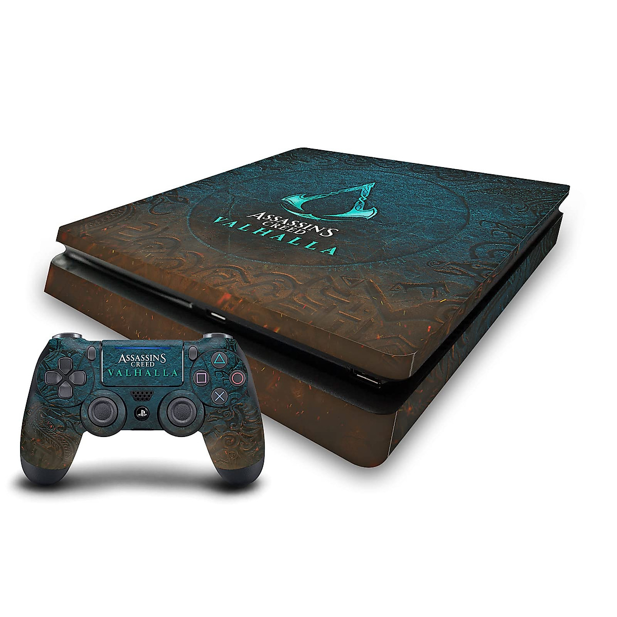 Head Case Designs Officially Licensed Assassin's Creed Logo Valhalla Key Art Matte Vinyl Sticker Gaming Skin Decal Cover Compatible With Sony PlayStation 4 PS4 Slim Console and DualShock 4 Controller