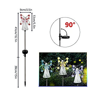 soputry Waterproof Solar Angel Lights, 2023 New Solar Angel Garden Stake Lights, Solar Powered Decorative Light for Garden Yard Patio Cemetery Grave Decorations (Yellow)