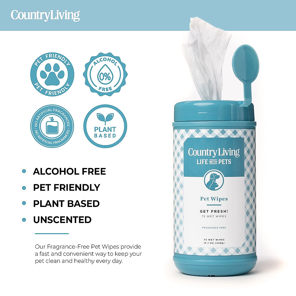 Silver Paw Fragrance-Free Wipes for Dogs, Dog Wipes Cleaning & Pet-Friendly with Plant-Based Formula, 1-Pack (Total of 75 Wipes)