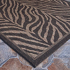 Couristan 1514/0121 Recife Zebra Black/Cocoa Rug, 5-Feet 3-Inch by 7-Feet 6-Inch