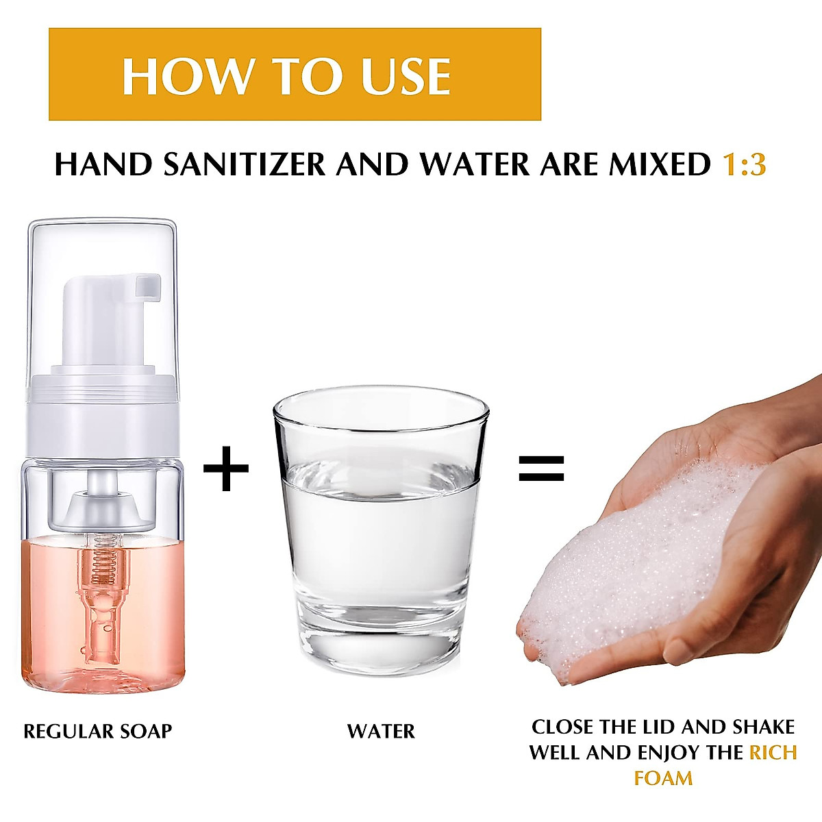 50 Pack Foam Pump Bottle 1oz/ 30ml Refillable Dispenser Travel Size Plastic Mini Foam Pump Bottle Lash Shampoo Bottles Portable Clear Mini Foaming Bottle for Shampoo Cleaning Lash Cosmetics Packaging