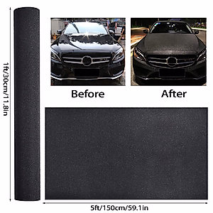 Lypumso Black Diamond Vinyl Wrap, Matte Black Sparkle Car Wrap Film, Vehicle Decor Sticker Bubble Free Self-Adhesive, Car Wrapping DIY Decals Auto Motocycle Bicycle Truck Exterior Interior (1ft x 5ft)