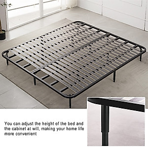 Adjustable Bed Legs, Metal Bed Support Legs Replacement, Heavy Duty Bed Center Frame Middle Slat Support Leg for Cabinet Sofa Bed Frame Replacement Parts Black (T Shape Set of 4)