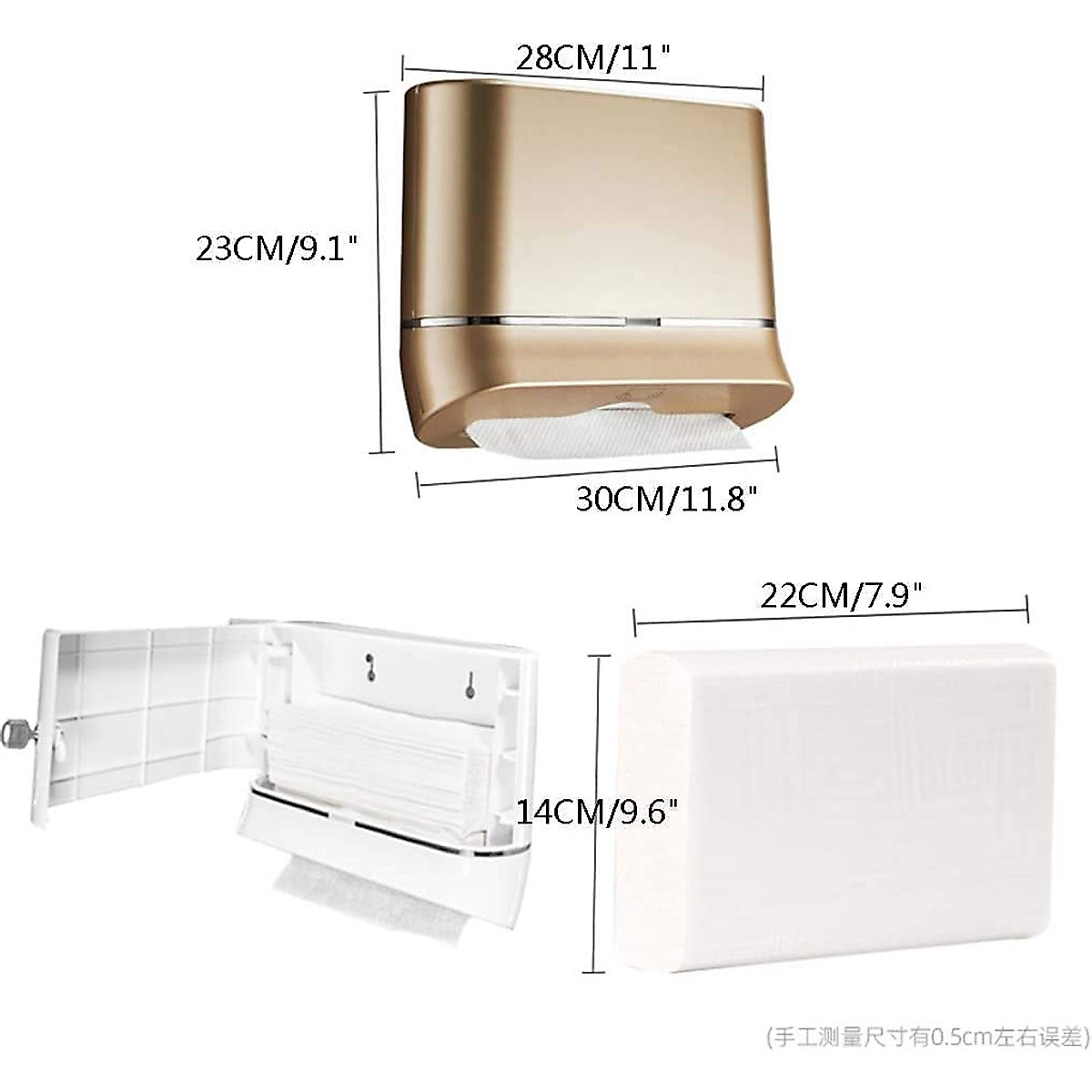 Easy to use Commercial Paper Towel Dispenser Wall Mount Waterproof Hand Towel Dispenser with Lock Papetowel Holders for Home Bathroom Save Space