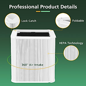 2-Pack Blue Pure 211+ Replacement Filter Compatible with Blueair Blue Pure 211+ Air Cleaner Purifier, Foldable Particle & Activated Carbon Filter fits for Blue Pure 211+ Air Purifier