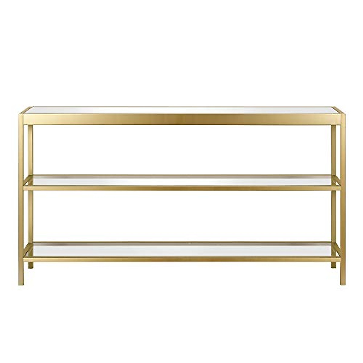 Henn&Hart 55" Wide Rectangular Console Table in Brass, Entryway Table, Accent Table for Living Room, Hallway