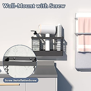 BUSOKIP Hair Tool Organizer/Hair Dryer Holder for Cabinet Door Height Adjustable, Bathroom Sink Organizer, Countertop Wall-Mount Holder for Curling Iron, Blow Dryer, Straightener. Matte Grey