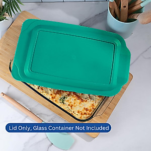 Replacement Lids for Pyrex 9 x 13 Casserole Glass Baking Dish Container Cover 3 QT 233-PC (Turquoise), 2-Pack