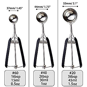 Cookie Scoop Set - Include 1 Tbsp/ 2 Tbsp/ 3Tbsp - 3 PCS Cookie Scoops for Baking - Cookie Dough Scoop - Made of 18/8 Stainless Steel