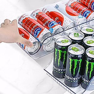 Puricon 2 Pack Skinny Can Drink Dispenser Organizer for Refrigerator, Clear Plastic Tall Skinny Soda Pop Cans Holder Container Storage Bin for Fridge Freezer Pantry Cabinet Kitchen -for Skinny Can