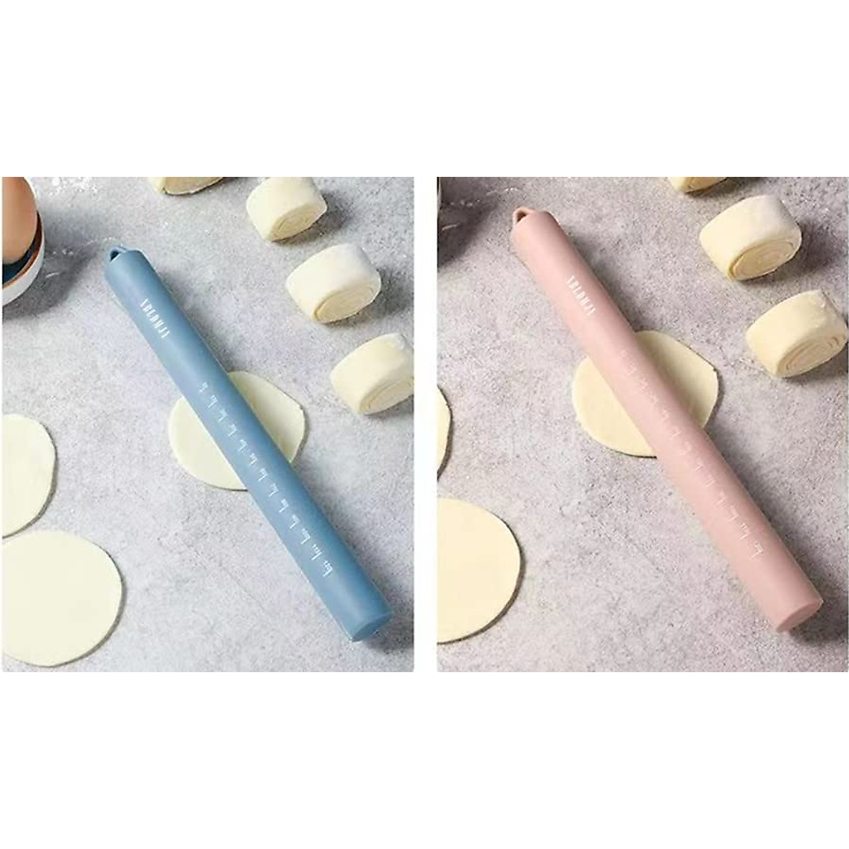 XBLDMJY Small stainless Steel Inner Core Silicone Rolling Pin Non-stick Dough Roller(Pink)