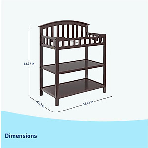 Graco Clara Changing Table (Espresso) - GREENGUARD Gold Ceritifed, Includes Bonus Water-Resistant Changing Table Pad with Safety Strap, 2 Open Shelves