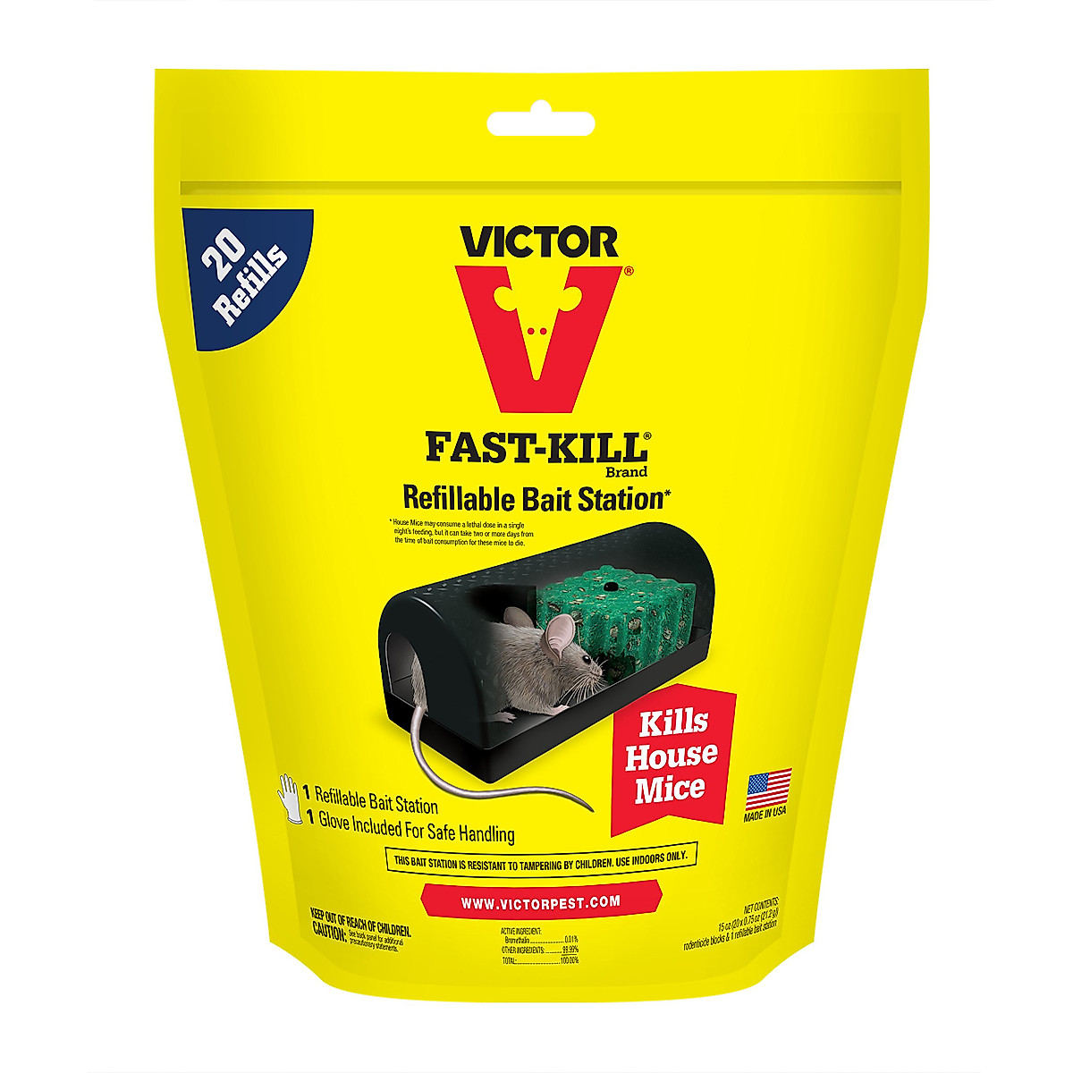 Victor Fast-Kill Brand Refillable Bait Station with 20 Bait Refills