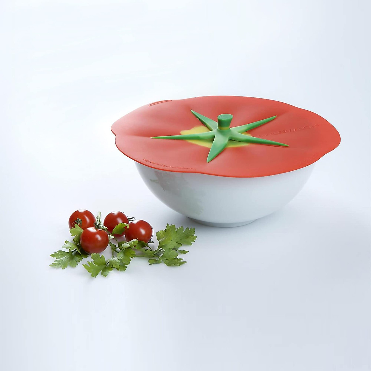 Charles Viancin - Tomato Silicone Lid for Food Storage and Cooking - 8''/20cm - Airtight Seal on Any Smooth Rim Surface - BPA-Free - Oven, Microwave, Freezer, Stovetop and Dishwasher Safe