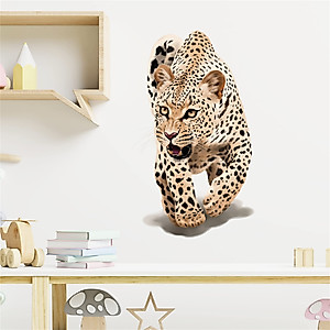 RoyoLam Walking Leopard Wall Decal Nursery Wild Animal Wall Sticker Removable Peel and Stick Waterproof Wall Art Decor Stickers for Kids Baby Classroom Living Room Playing Room Bedroom