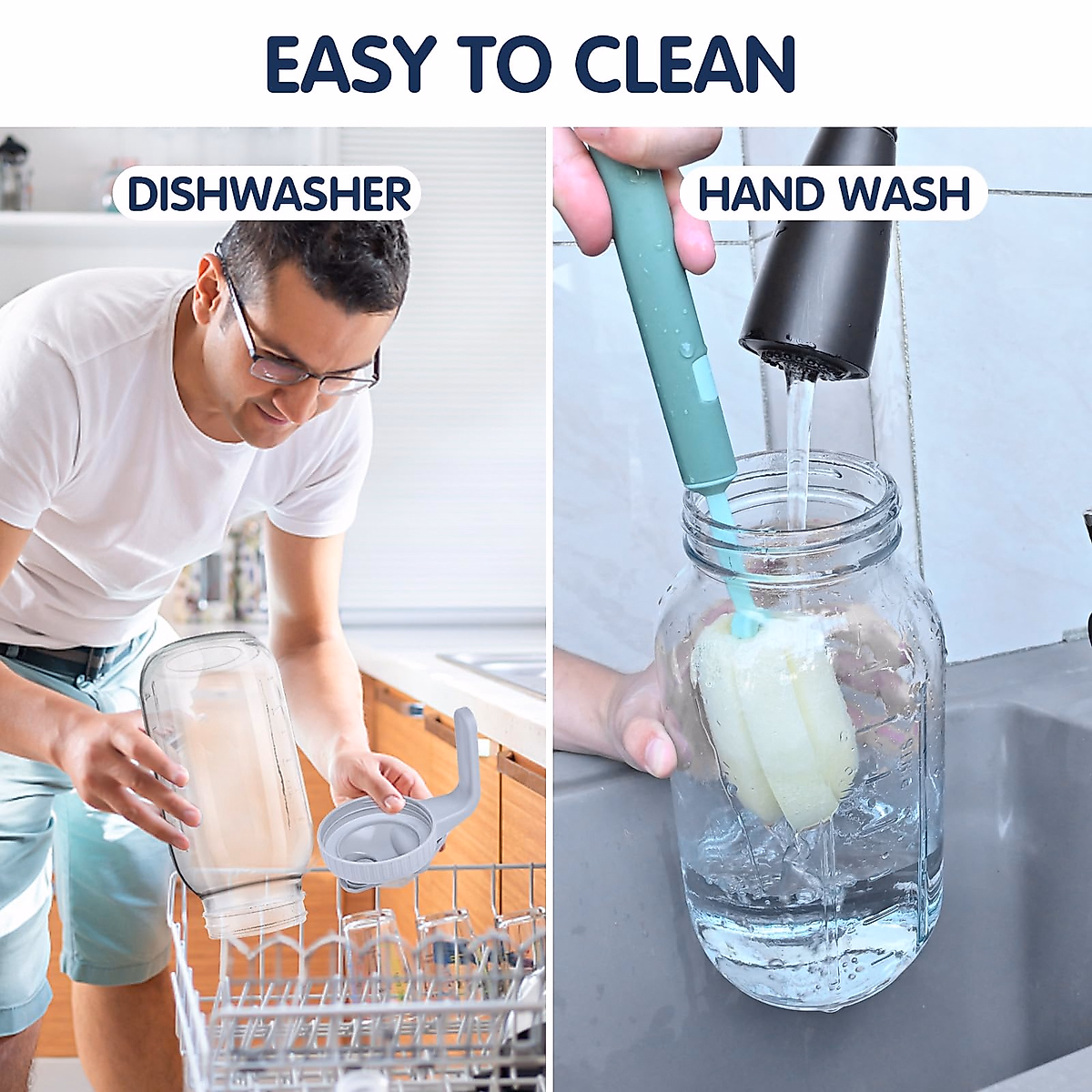 SCIDEA Glass Pitchers with Lid, Set of 2, 64OZ Leak-Proof Airtight Mason Jars, Wide Mouth Water Jugs for Cold Brew Coffee, Iced tea, Milk, Food Storage, Sun Tea Jar.