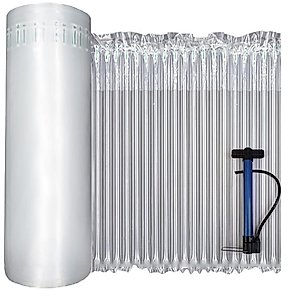 Bubble Cushioning Wrap Roll, 19.7 inch x144 Feet, Inflatable Air Pillow Column Wrap for heavy duty Packing and Moving, Large Bubble Wine Bottle Protector Breakable Shipping Supplies with Free Pump