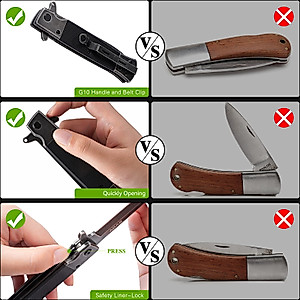 GVDV Pocket Knife Folding Knives, Cool Pocket Knives for Men, 7Cr17 Stainless Steel Knife Set with Sharpening for Fishing Camping Hunting Hiking, Black Stonewashed