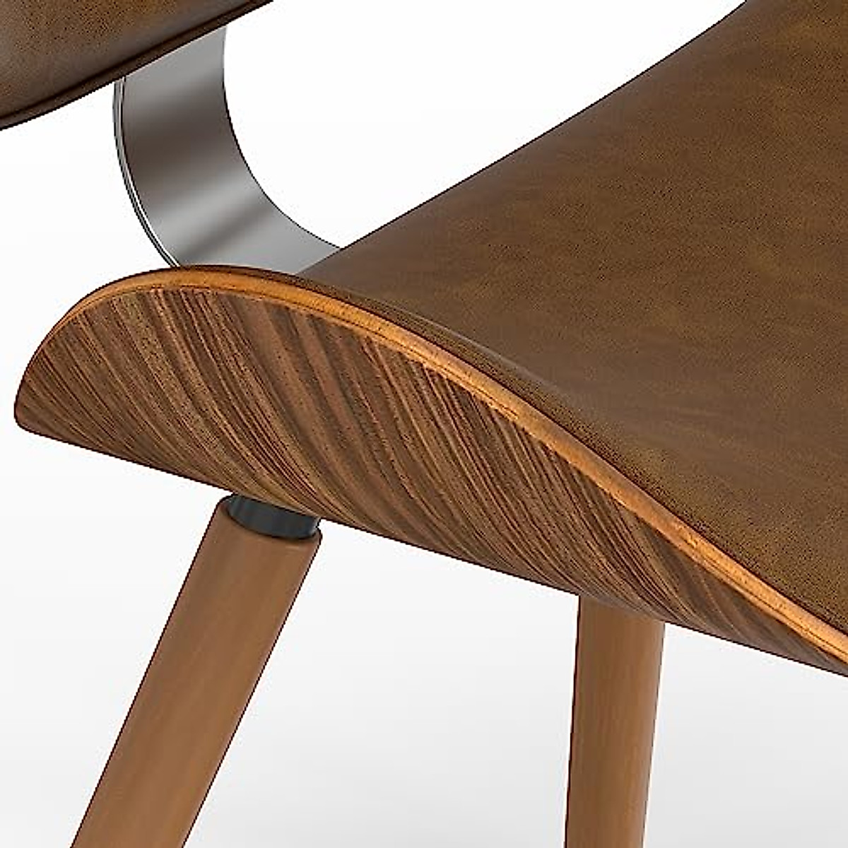 SIMPLIHOME Marana 18 Inch Wide Mid Century Modern Dining Chair in Deep Tan Vegan Faux Leather, For the Dining Room