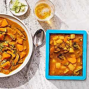 Walfos 2cup Silicone Freezing Tray with Lid - Easy Meal Prep Container and Kitchen Storage Solution, Make Perfect Freezing,Storing Soups, Foods, Stews, Dips or Sauces Simple and Convenient-4-PACK BLUE