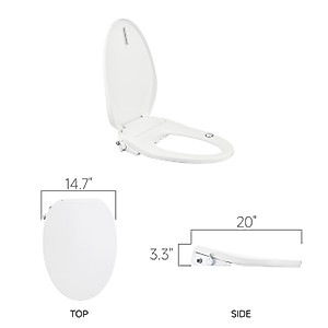 WELLFOR Smart Bidet Toilet Seat, Heated Toilet Seat, Water Temperature Adjustable, Smart Bidet Warmer, Feminine & Front Rear Wash, Self-Clean Nozzle, Toilet Seat with Flap Damping Slow Down
