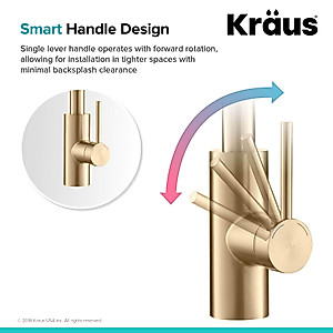KRAUS Oletto Single Handle Pull Down Kitchen Faucet with QuickDock Top Mount Installation Assembly in Spot-Free Brushed Brass, KPF-2620BB