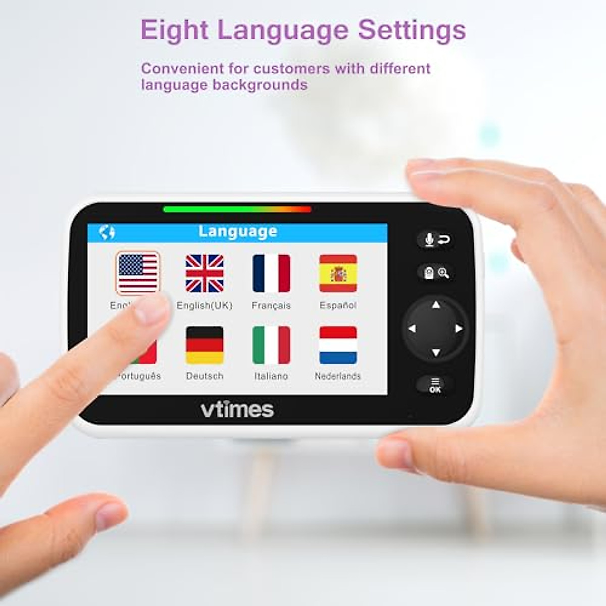 VTimes Baby Monitor Video Baby Monitor with Camera and Audio No WiFi 5" LCD Screen, Two-Way Audio, Night Vision,1000ft Range, 2X Zoom Temperature Display, Lullaby Elderly Pet