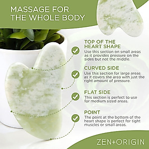 Jade Roller and Gua Sha Set - 100% Natural Jade Stone Face Roller, Dual Sided Massage Roller Stimulates Blood Flow, Relieves Stress, Reduces Signs of Aging, Travel Pouch Included, Gift Box