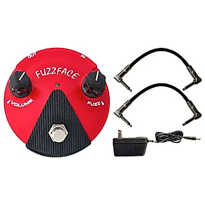Dunlop FFM2 Red GERMANIUM FUZZ FACE MINI Pedal w/ 9V Power Supply and Patch Cables