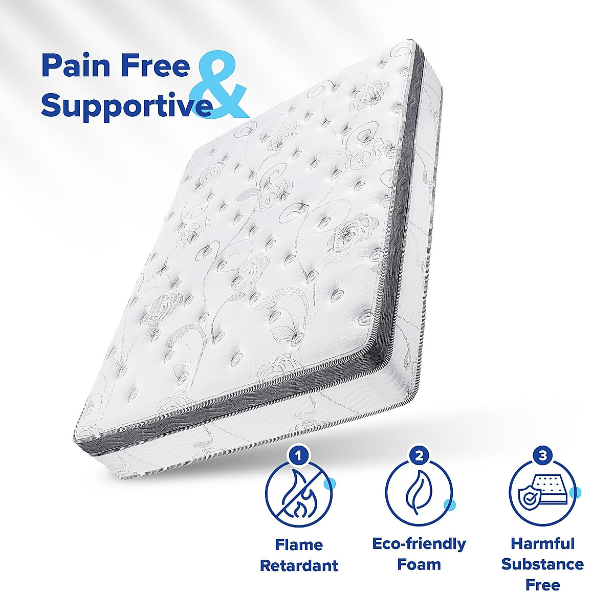 Olee Sleep,Memory Foam 12 inch Hybrid Euro Box Top Pocket Spring Mattress (King)