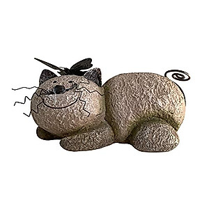 Unido Box Resin Resting Cat Statue, Garden Stone - Perfect for Garden Accent and Home Décor
