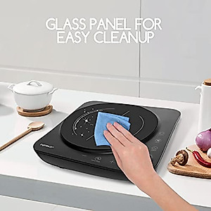 Aigostar Portable Induction Cooktop, Induction Burner with 8 Level Temp ​Setting Between 140°F-460°F, Timer, Electric Countertop Burner with LED Display, Child Safety Lock, Auto-Shut-Off