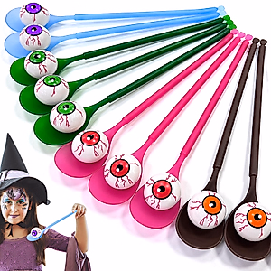 AMENON 12 Player Halloween Games, 12 Halloween Eyeball Egg & 12 Spoon Race Game for Kids Adults, Halloween Party Favors Supplies, Halloween Party Game Toys Outdoor Classroom Carnival Games Treats Gift