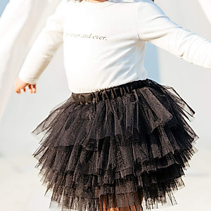 Colorful Childhood Baby Girls Tutu Skirt Toddler 6 Layered Tulle Tutus 1-8T Black Size 5-6T