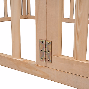 Full Size Floor Bed with Safety Fence and Door and Slats，Wood Montessori Floor Bed for Kids，No Box Spring Needed,for Boys Girls,(Natural)