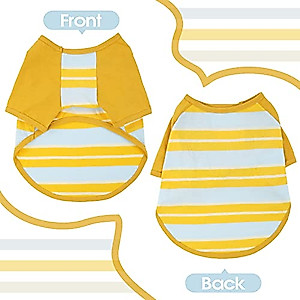 T'CHAQUE 100% Cotton Striped Dog Shirts for Small Medium Dogs Chihuahua Puppy Clothes T-Shirt, Soft and Durable Cat Pajamas Costume, Pet Dog/Cats Sweatshirt for All Season, Red Striped Patchwork, M