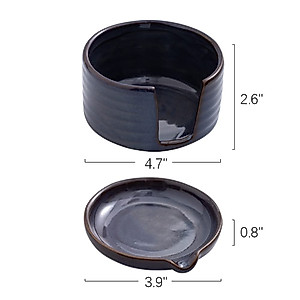 Pearlead Ceramic Spoon Rest with Holder for Stove Top Set of 4 Spoon Holder for Kitchen Counter Coffee Spoon Rest Cooking Utensil Rest Housewarming Gifts 3.9 Inch Black Blue