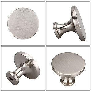 homdiy 25 Pack Brushed Nickel Cabinet Knobs, Solid Round Drawer Knobs, Modern Kitchen Cabinet Hardware for Bedroom Dresser, Cupboard, Drawers