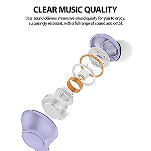 Bluetooth 5.3 Wireless Earbuds, Deep Bass Sound Clear Call, Noise Cancelling with 4 Microphones, 30H Playtime, IPX7 Waterproof Protection, Comfortable Wearing, Compatible with iPhone Android, Purple