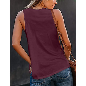TICTICMIMI Women's Summer V Neck Tank Tops Casual Basic Sleeveless Tanks Cute Loose Tunic Shirts Mulberry